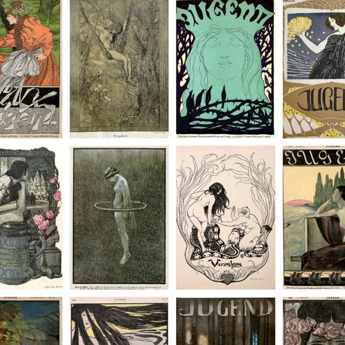 12 X Vintage Art Nouveau Postcards a Set of 12 1890s German - Etsy