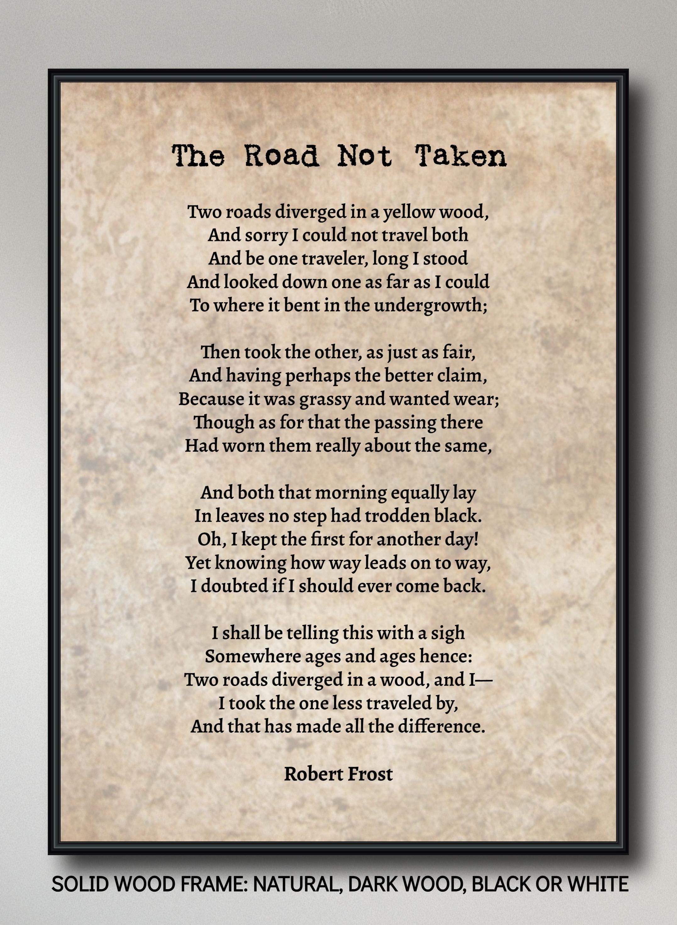 The Road Not Taken by Robert Frost, Poem, Inspirational Art Print ...