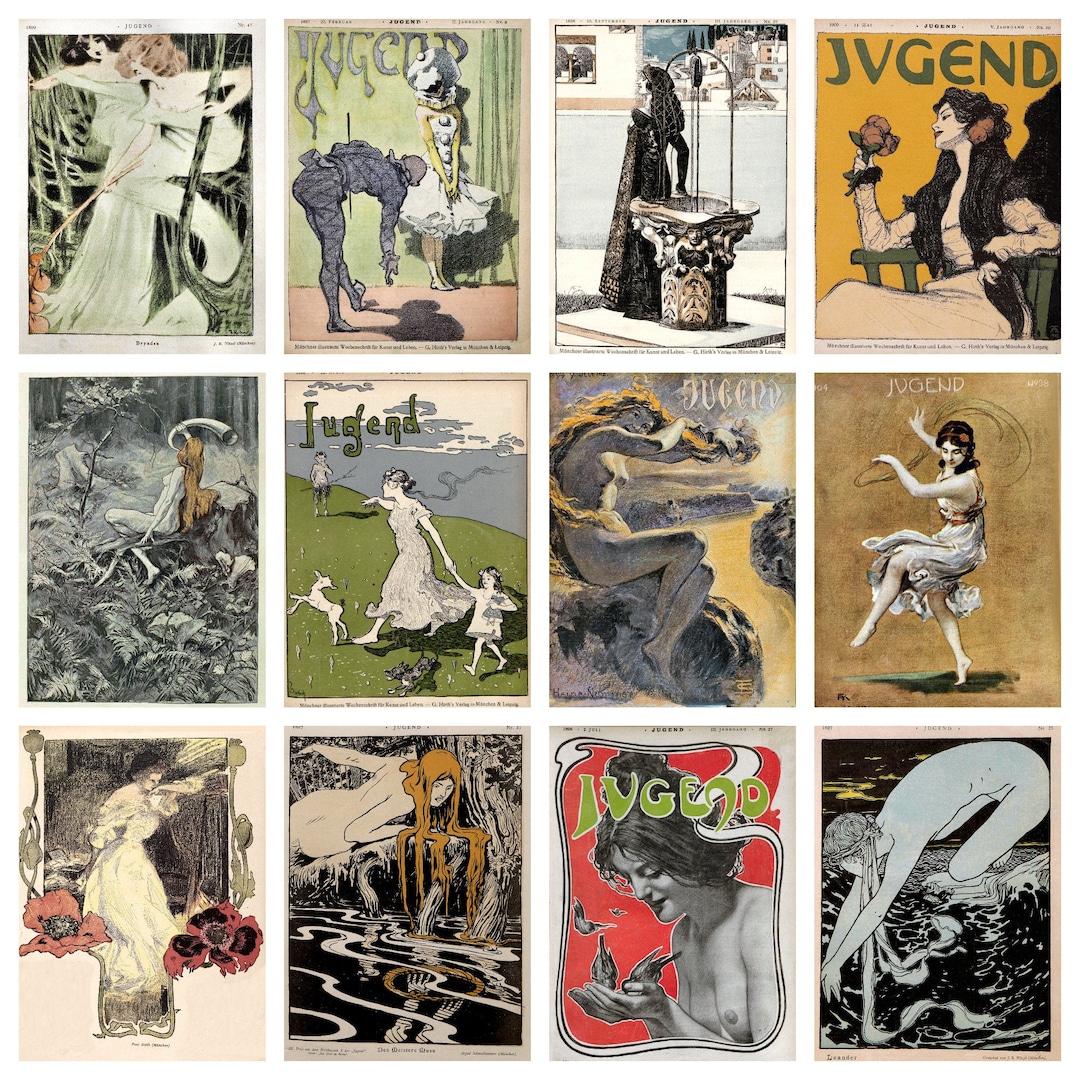 Art Nouveau Postcards – 1890s Jugendstil Prints (set of 12) - Etsy