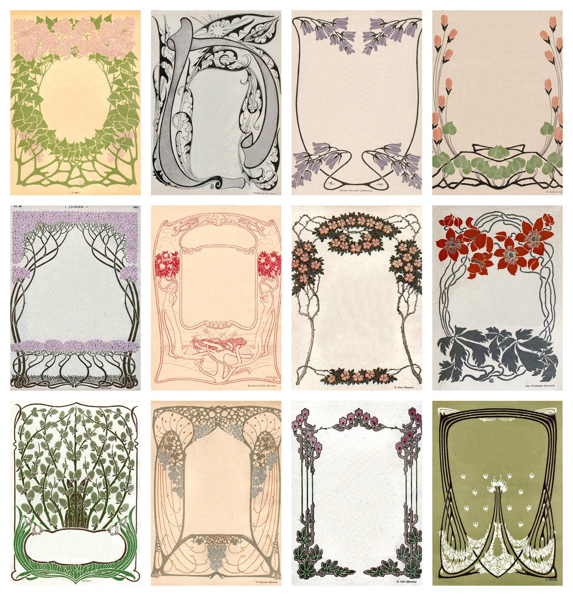 12 X Vintage Art Nouveau Postcards a Set of 12 1890s German - Etsy