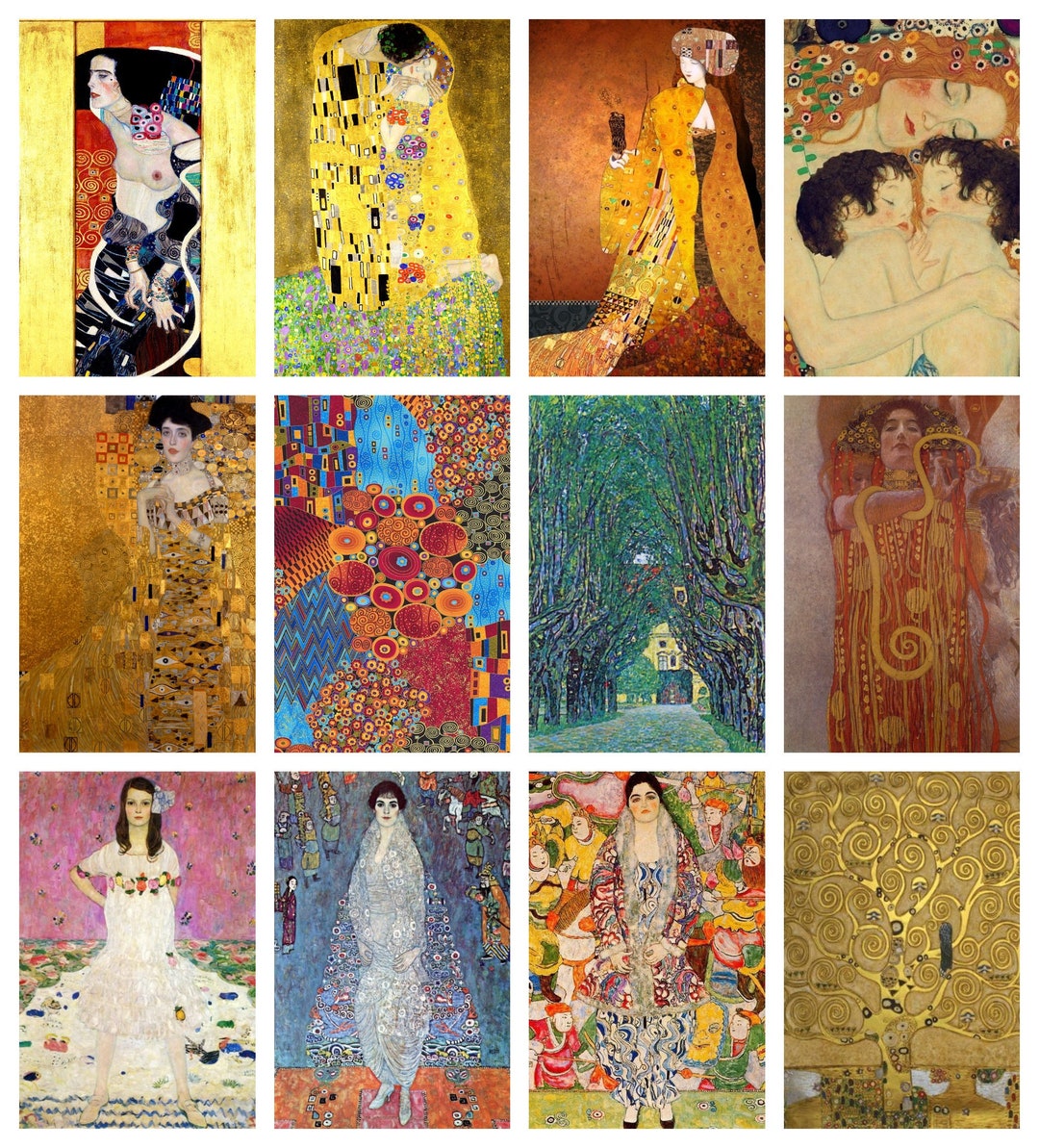 12 X Gustav Klimt Postcards a Set of 12 Reproduction Art Postcards ...