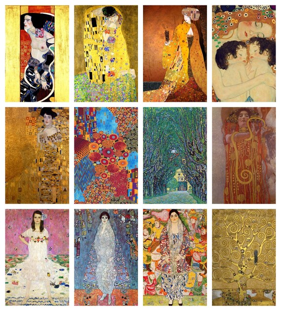 12 X Gustav Klimt Postcards a Set of 12 Reproduction Art - Etsy