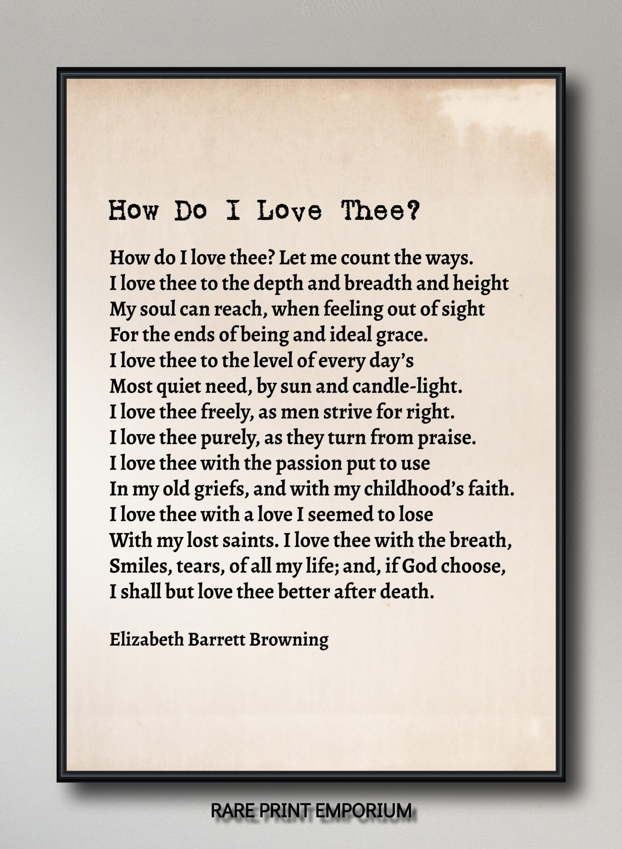 How Do I Love Thee? by Elizabeth Barrett Browning, Print Poem, Art ...