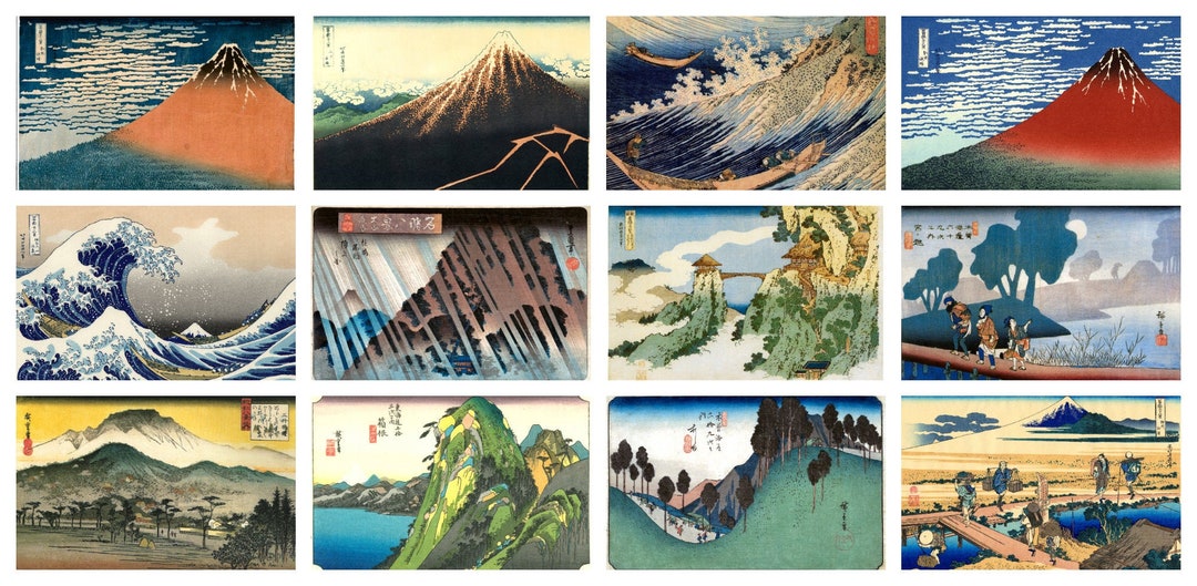 12 X Antique Japanese Postcards a Set of 12 Individual 19th Century ...