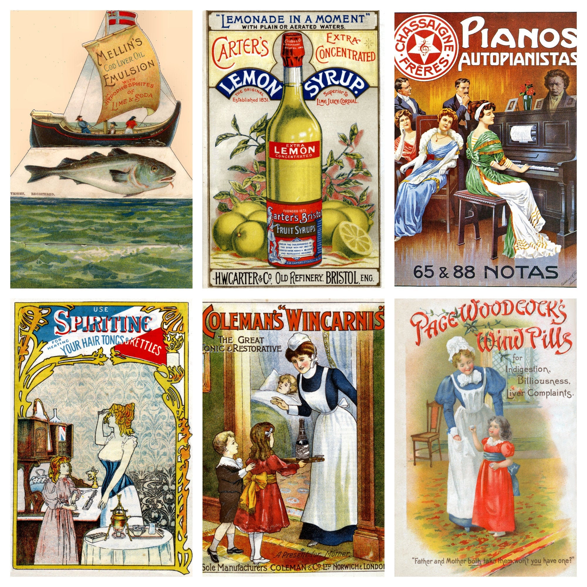 6 X A4 Vintage Advertising Prints a Set of Six 19th Century - Etsy