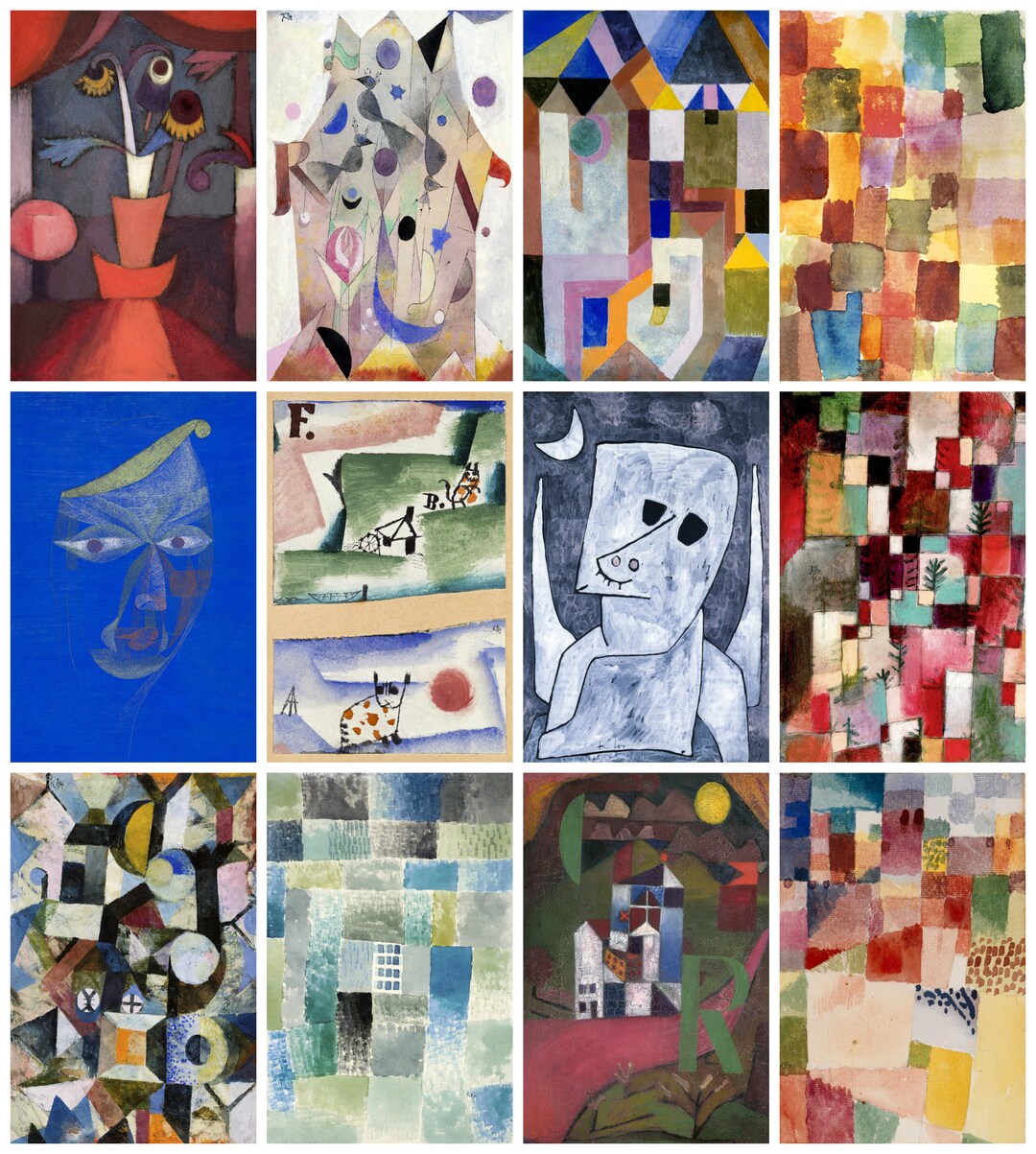 12 X Paul Klee Postcards – a Set of 12 Reproduction Art Postcard-sized ...