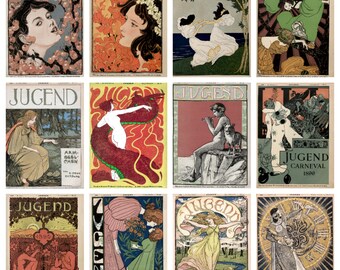 12 X Vintage Art Nouveau Postcards a Set of 12 1890s German - Etsy