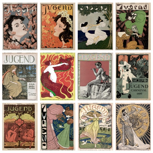 12 X Vintage Art Nouveau Postcards a Set of 12 1890s German - Etsy