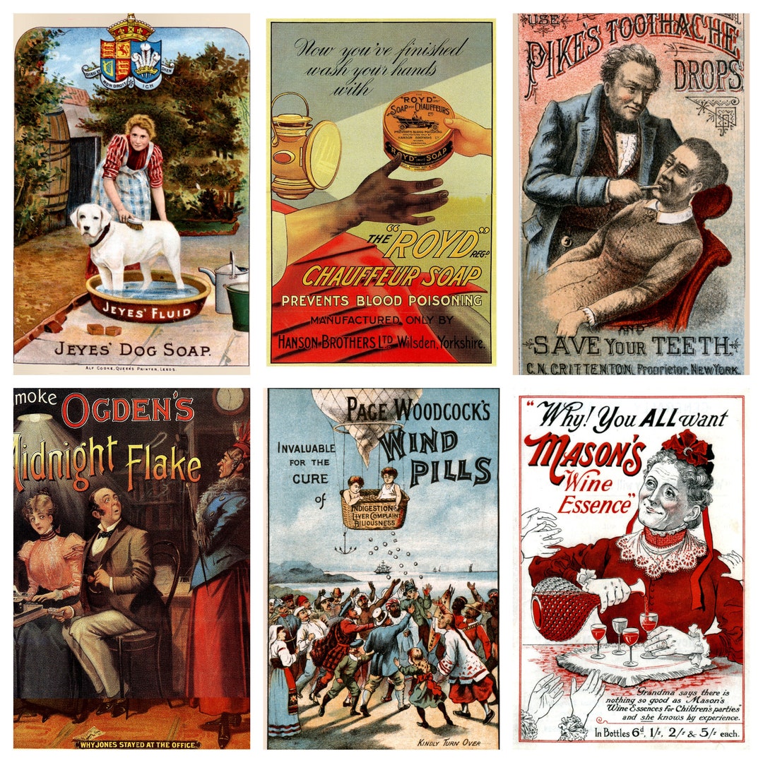 6 X A4 Vintage Advertising Prints a Set of Six 19th Century Advertising ...