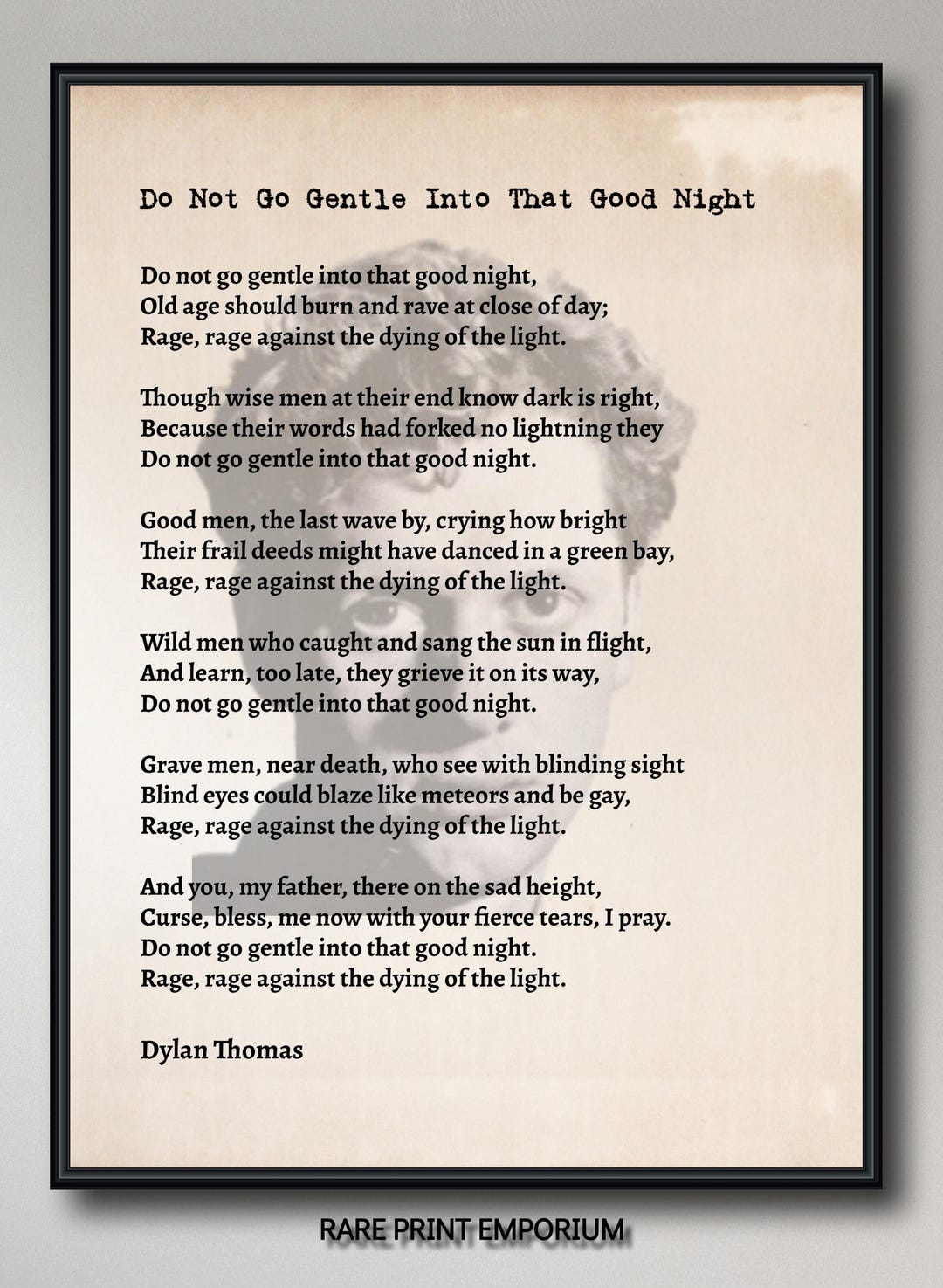 Do Not Go Gentle Into That Good Night by Dylan Thomas, Print Poem, Art ...