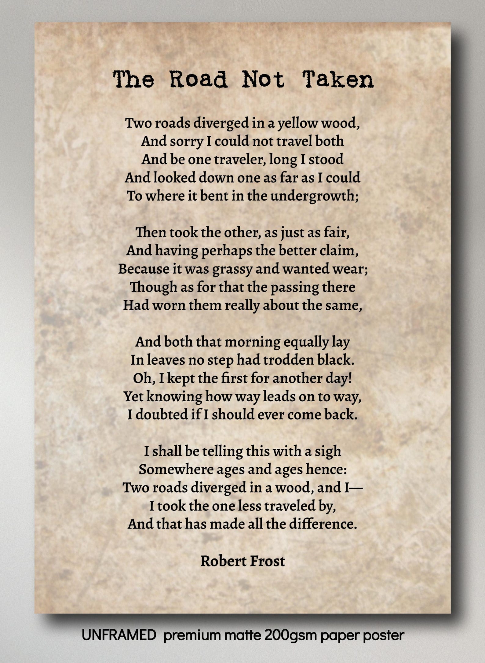 The Road Not Taken by Robert Frost, Poem, Inspirational Art Print ...