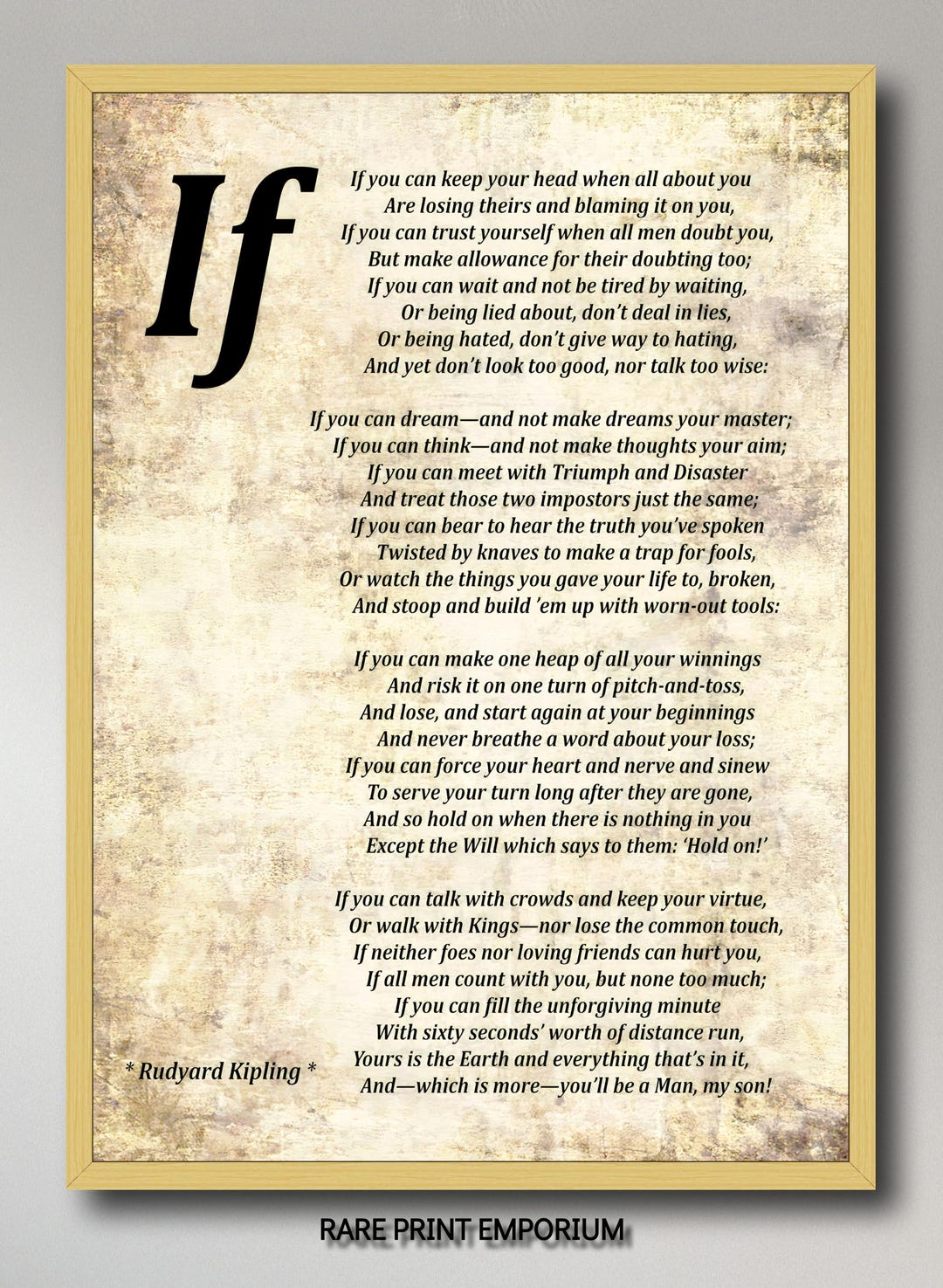 IF Poem Art Print IF Poem by Rudyard Kipling Art Print IF Poster If ...