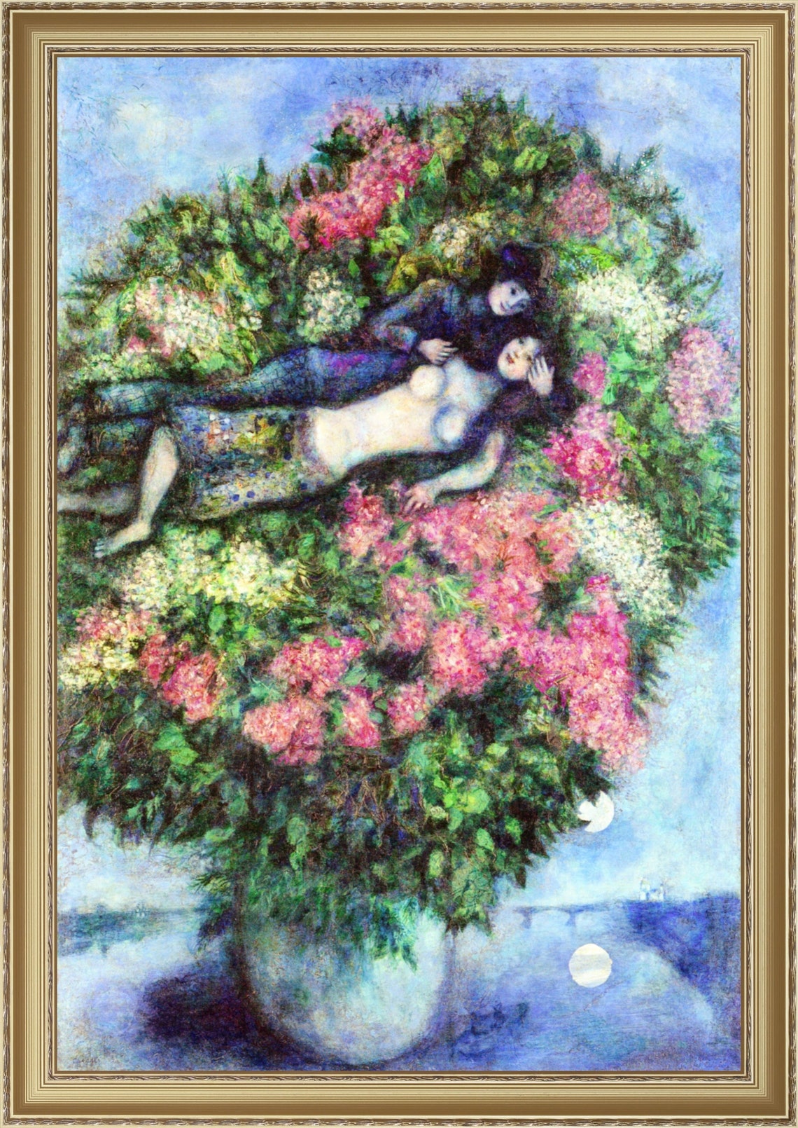 Marc Chagall Lovers In The Lilacs 1930 A4 A3 Reproduction Etsy
