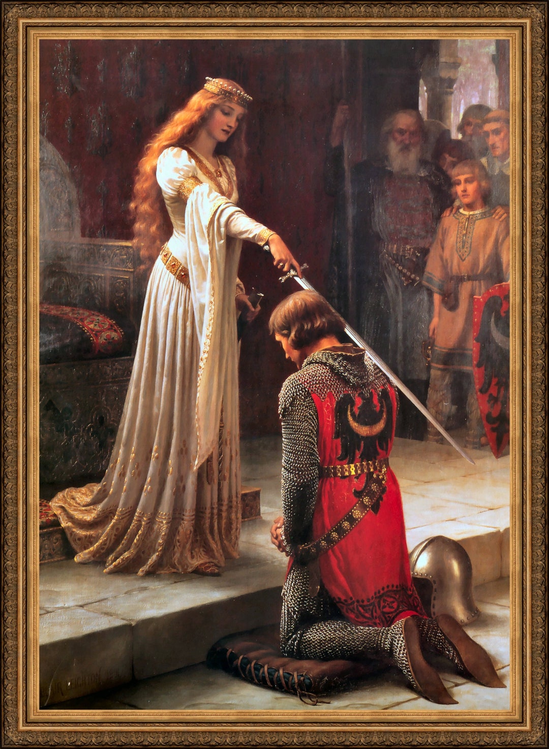 Edmund Blair Leighton - Accolade, 1901 - A4 / A3 Reproduction Fine Art ...