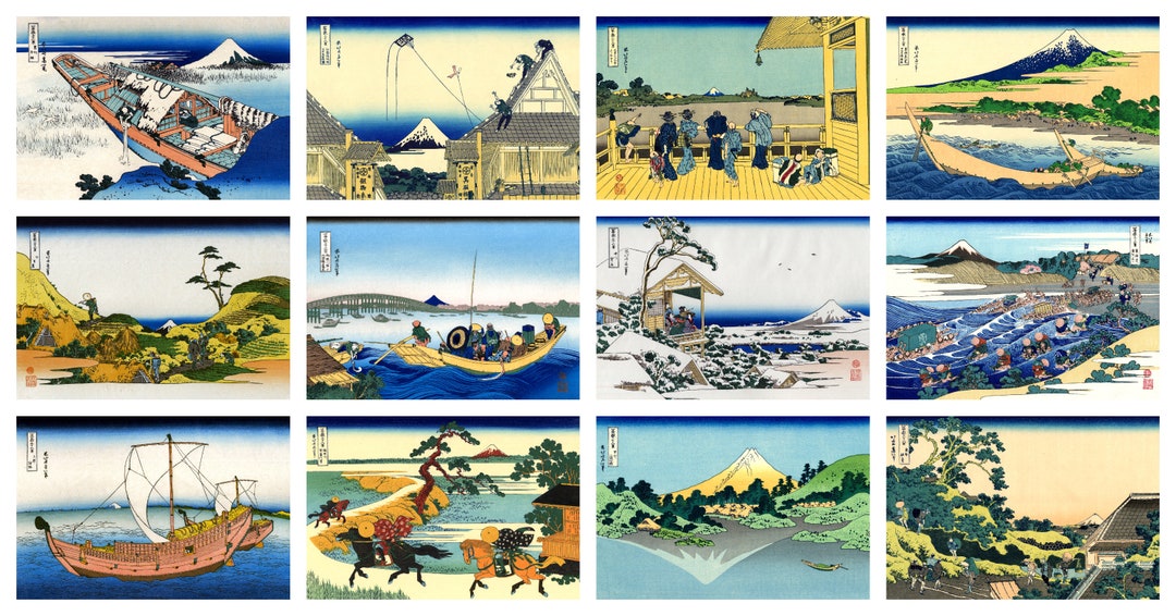 12 X Antique Japanese Postcards a Set of 12 Individual 19th Century ...