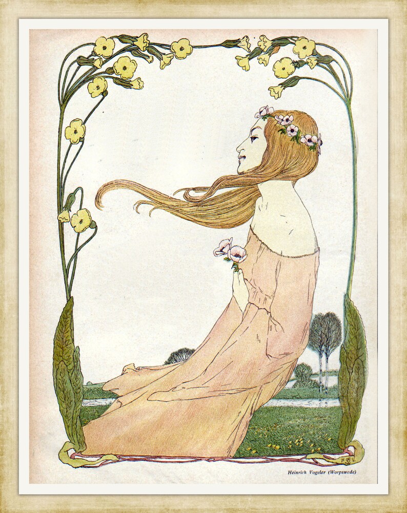 Vintage Art Nouveau Print 020 a Rare Late 19th Century - Etsy