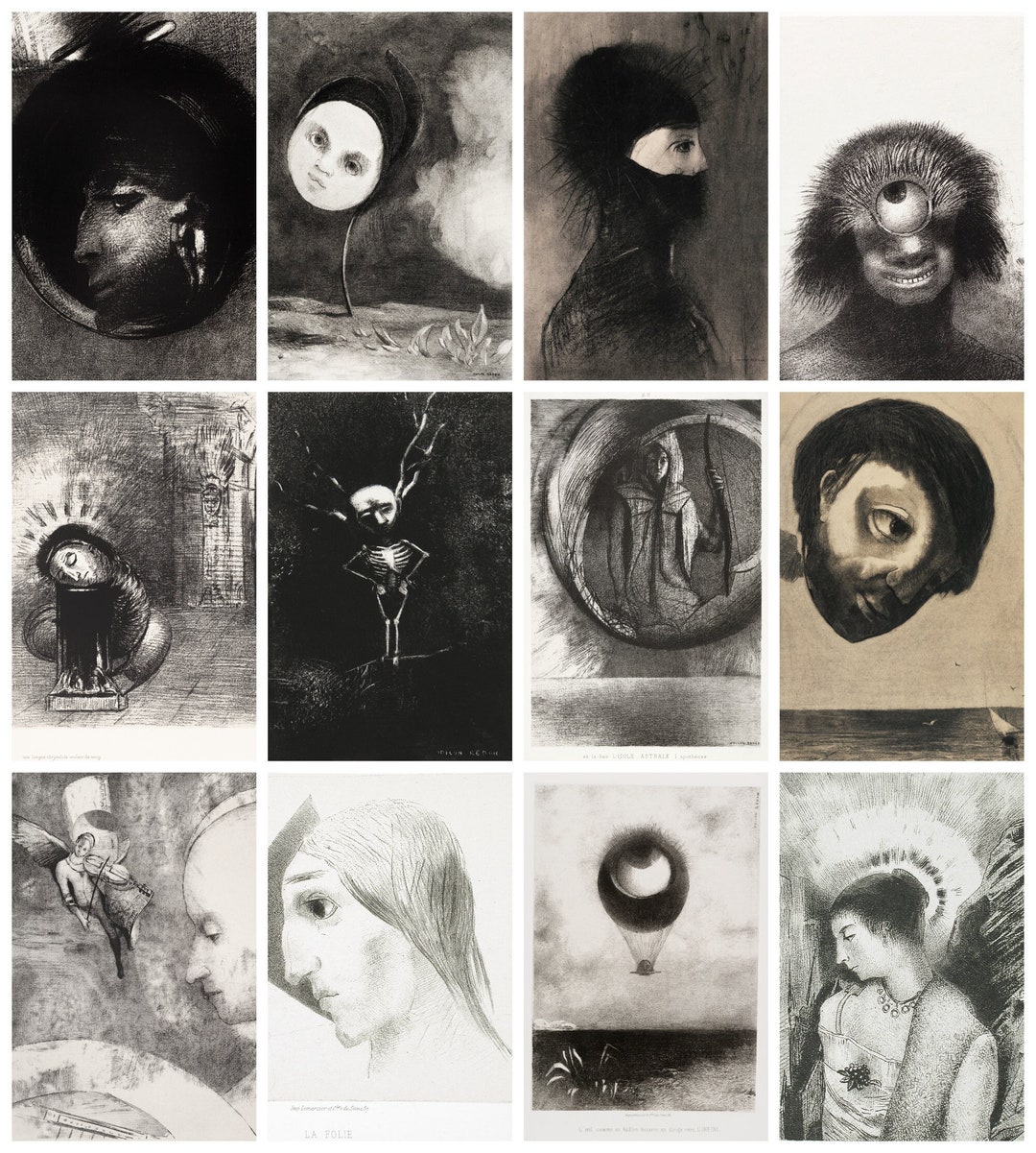 12 X Olidon Redon Postcards – a Set of 12 Reproduction Art Postcard ...