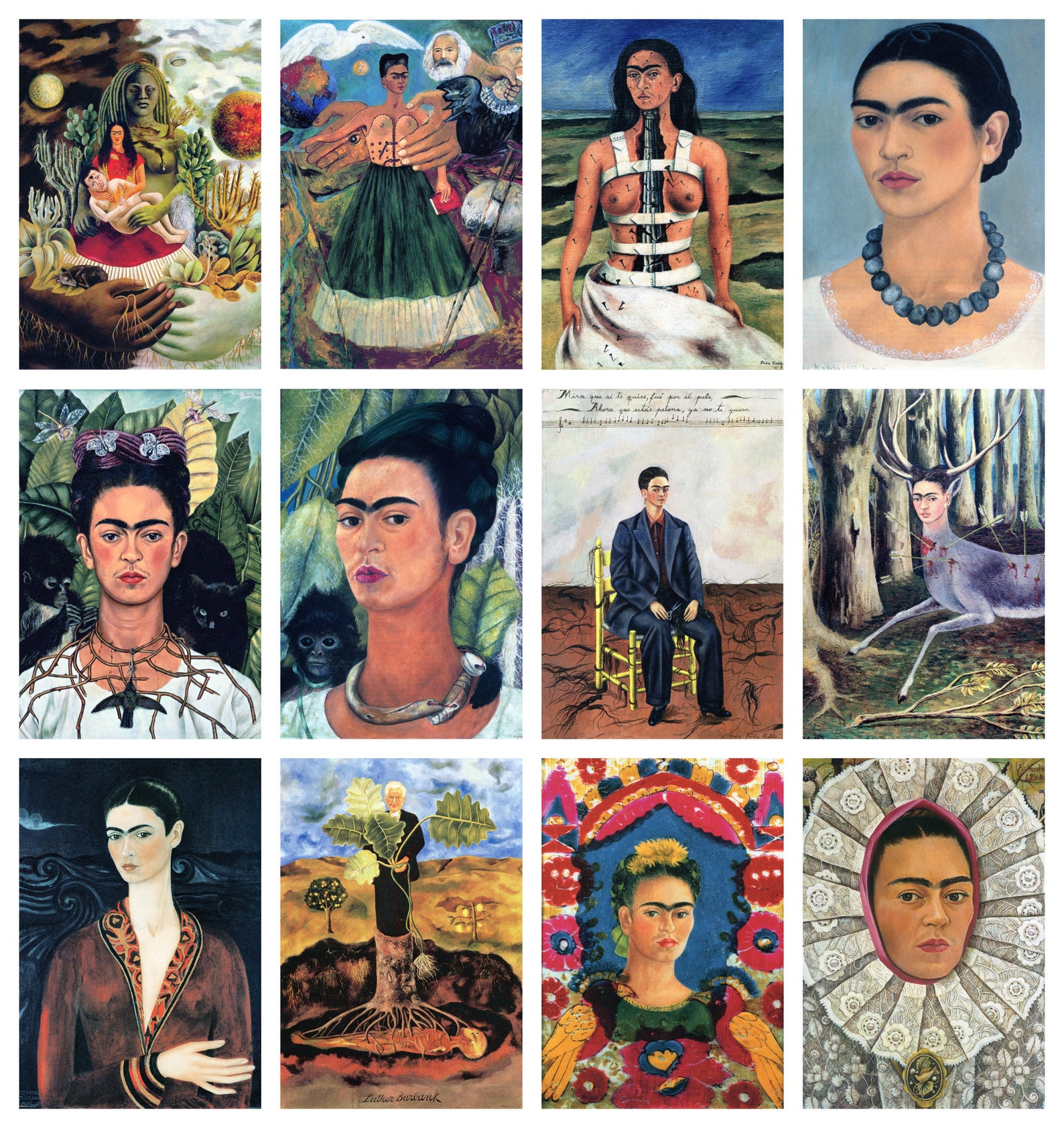12 X Frida Kahlo Postcards 1 a Set of 12 Reproduction Art | Etsy