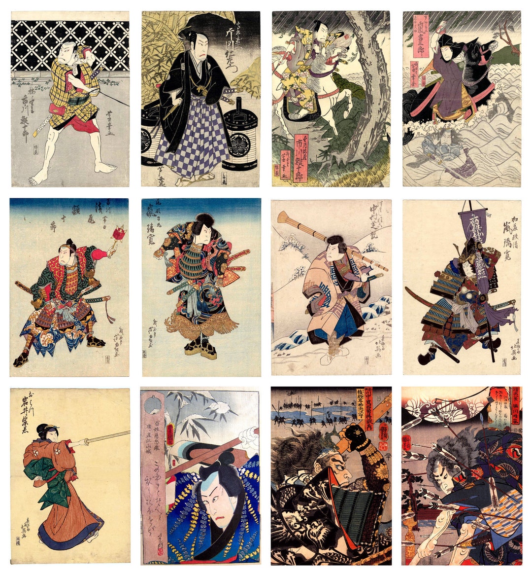 12 X Antique Samurai Postcards a Set of 12 Individual 19th - Etsy