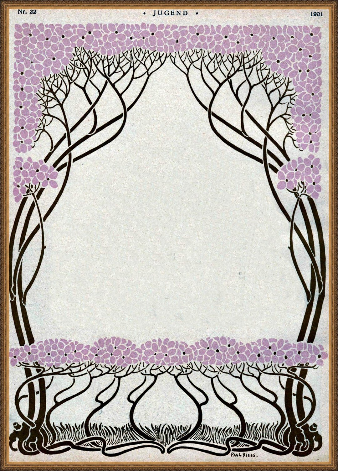 Vintage Art Nouveau Print (#039) - a Rare Late 19th C German Jugendstil ...