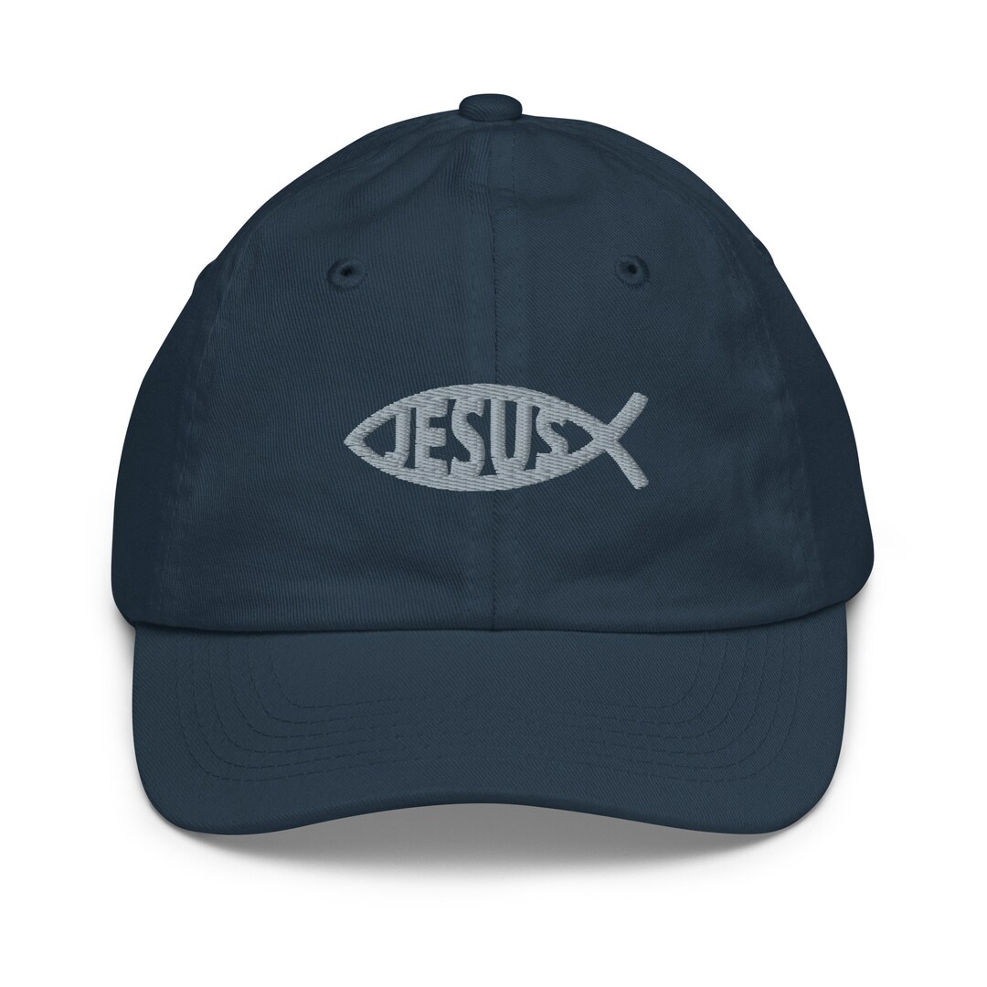 Jesus Fish Symbol Hats for Kids, Embroidered Jesus Fish Youth Baseball ...