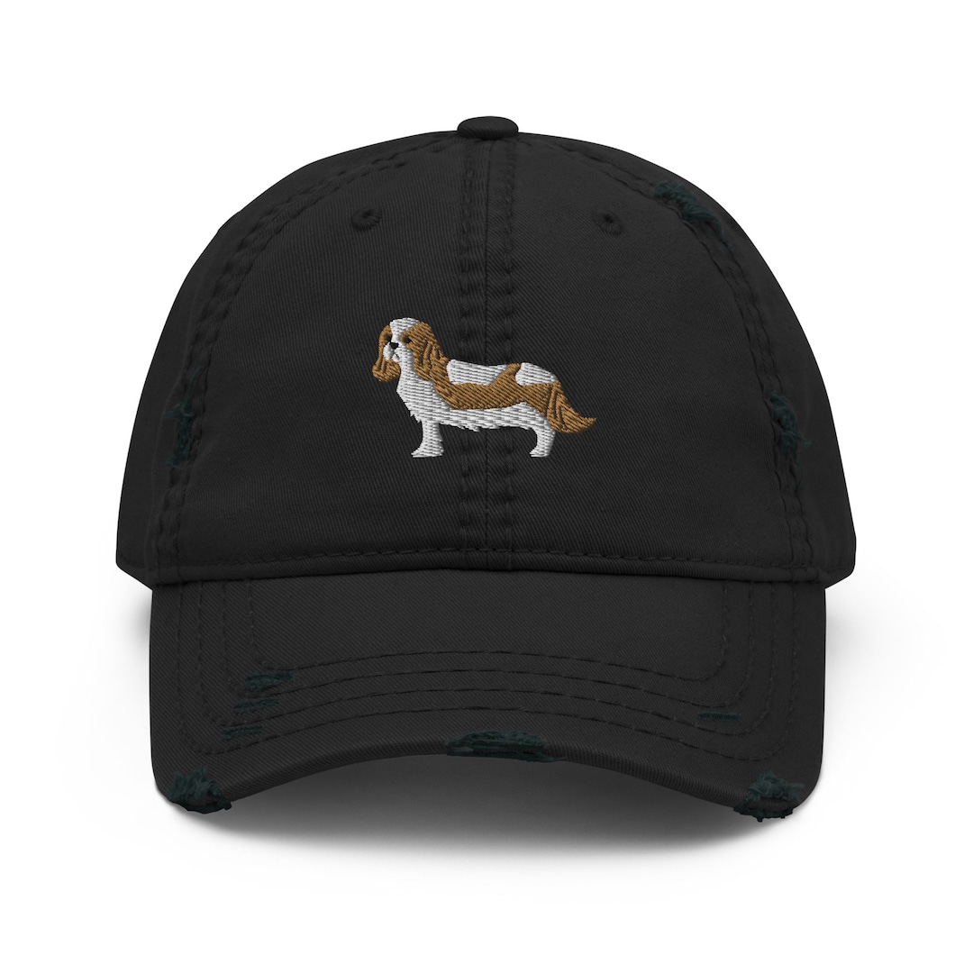 Cavalier King Charles Spaniel Hat, Embroidered Unisex Distressed Hat ...