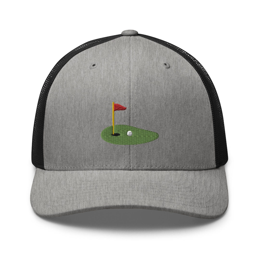 Golf Trucker Hat, Embroidered Golf Hat With Golf Course, Flag and Ball ...
