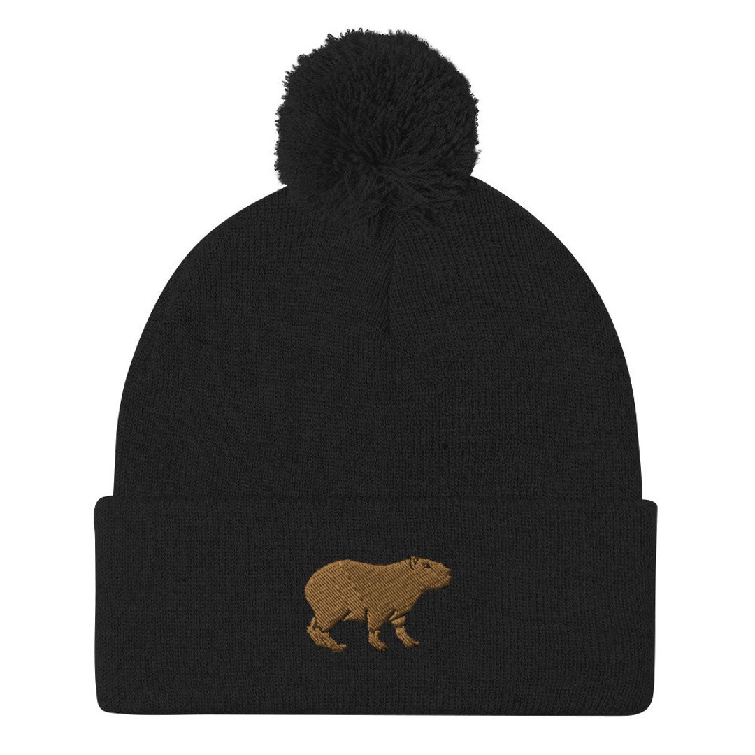 Capybara Hat Beanie, Capybara Beanie, Embroidered Unisex Pom Pom Beanie ...