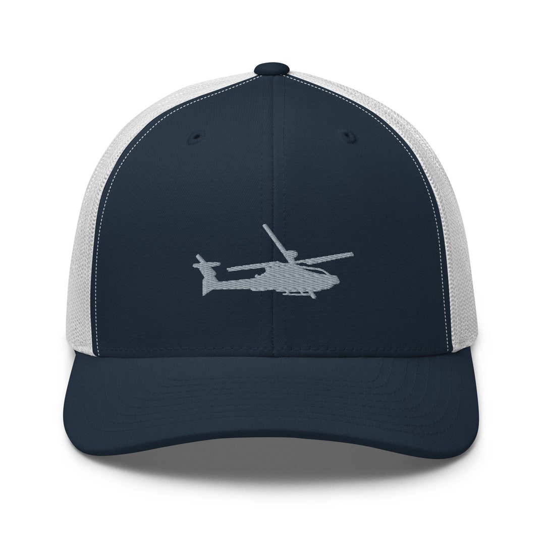 Helicopter Trucker Hat, Embroidered Helicopter Hat, Helicopter Pilot ...