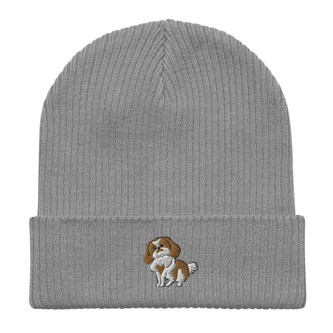 Japanese Chin Beanie, Embroidered Unisex 100% Organic Cotton Ribbed ...