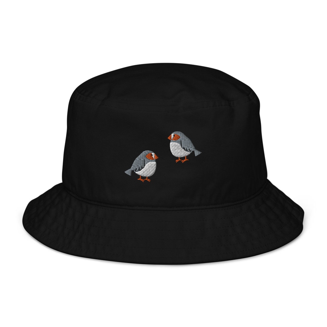 Finches Hat, Finches Bird Hat, Embroidered Unisex Organic Bucket Hat ...