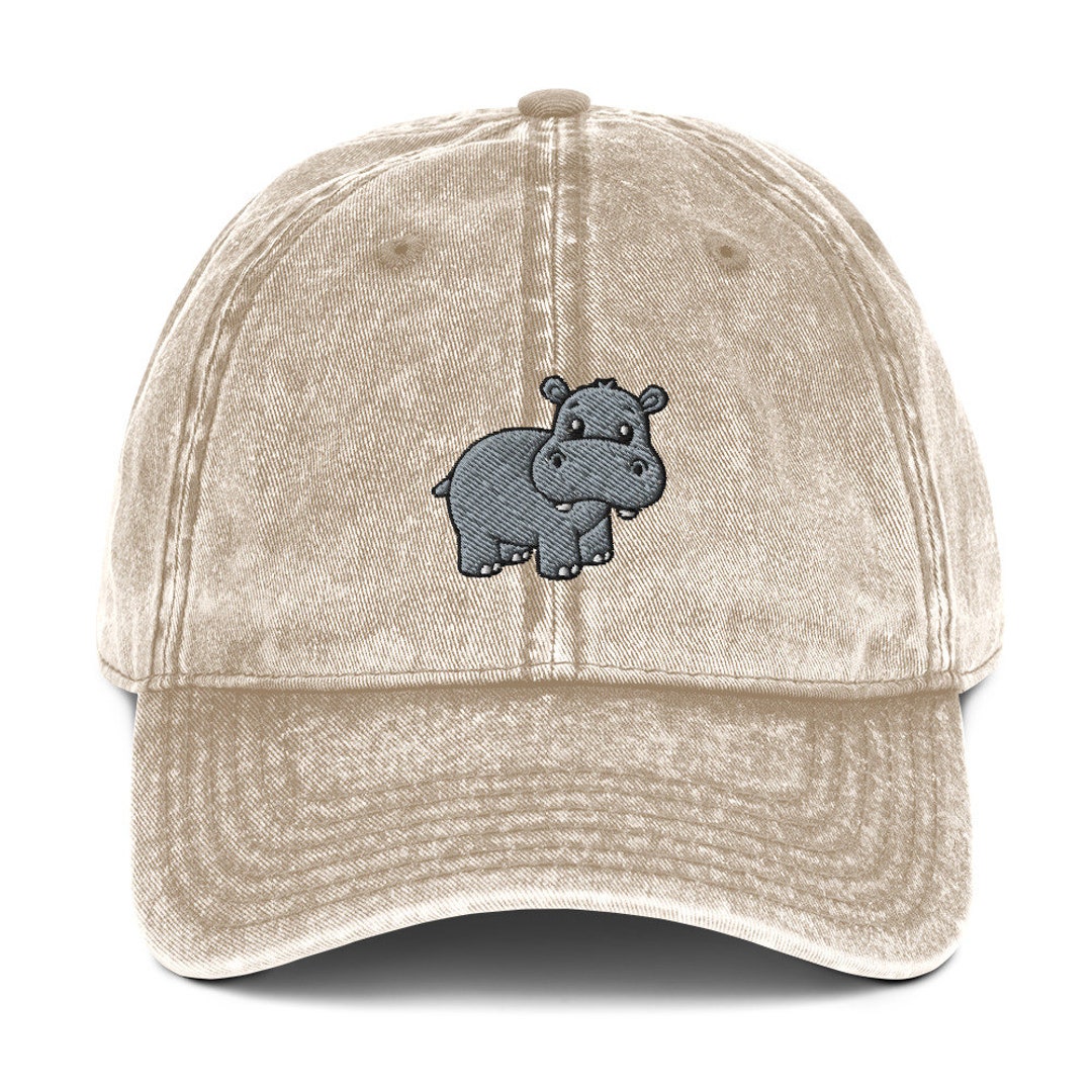 Hippo Hat, Hippopotamus Hat, Embroidered Vintage Hat, Kawaii Hippo Hat ...