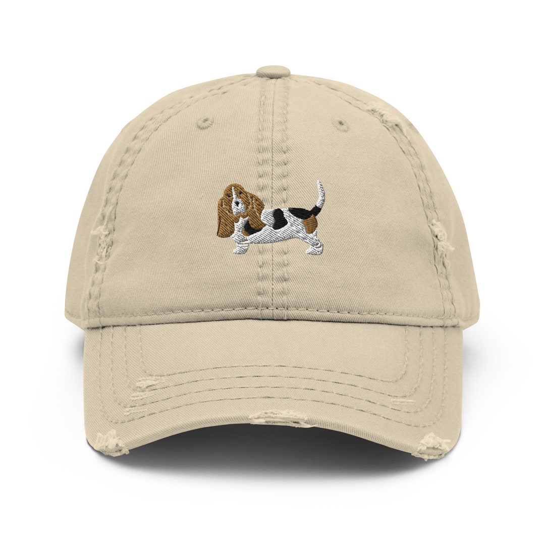 Basset Hound Hat, Embroidered Distressed Hat, Basset Hound Gifts ...
