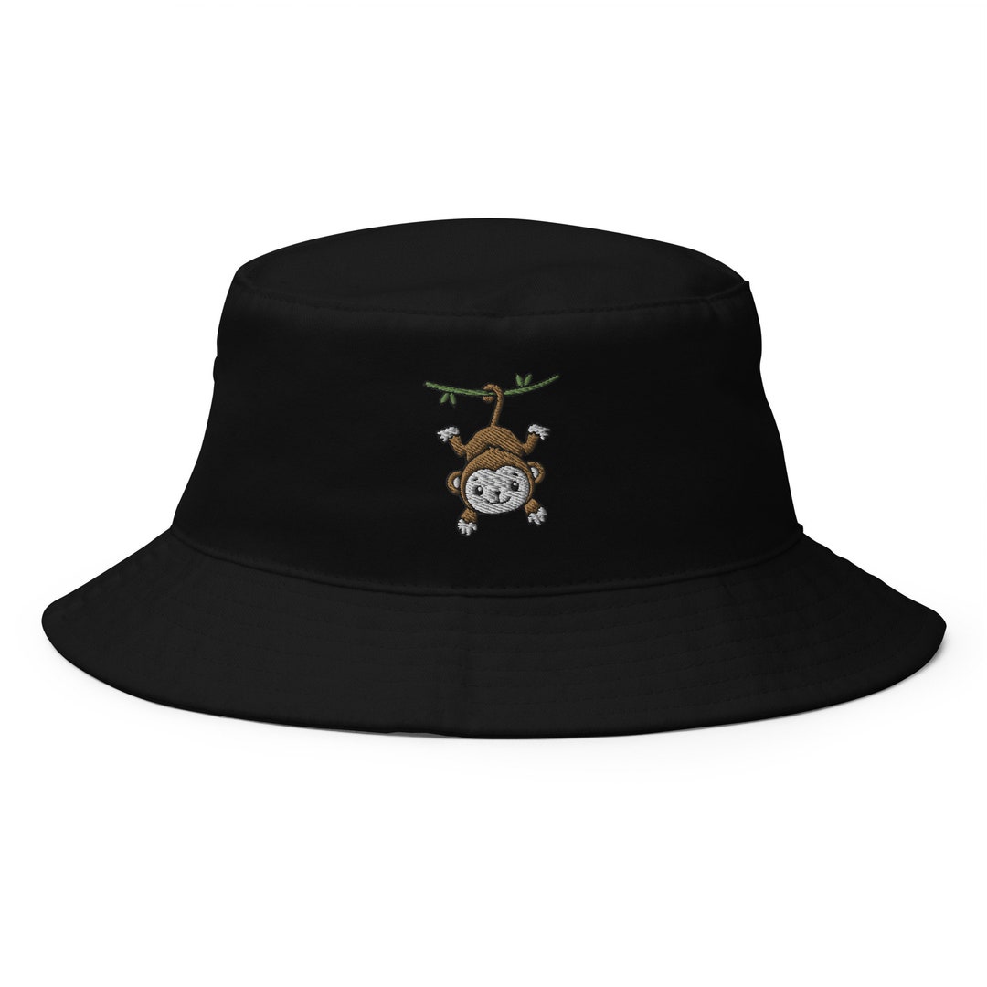 Monkey Hat, Kawaii Monkey, Embroidered Unisex Bucket Hat, Monkey Gifts ...