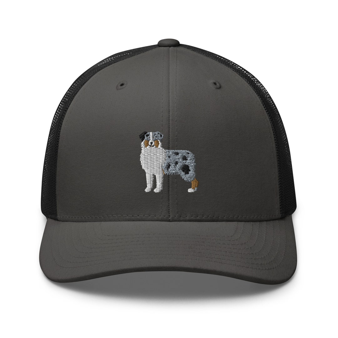 Australian Shepherd Trucker Hat, Aussie Mom Dad Hat, Embroidered Unisex ...