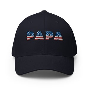 Papa Hat, Embroidered American Flag Structured Hat, Grandpa Hat, Papa ...