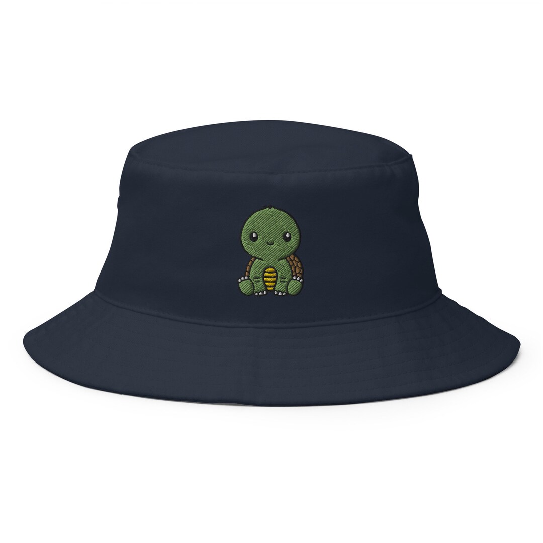 Turtle Hat, Cute Kawaii Turtle, Embroidered Unisex Bucket Hat, Turtle ...