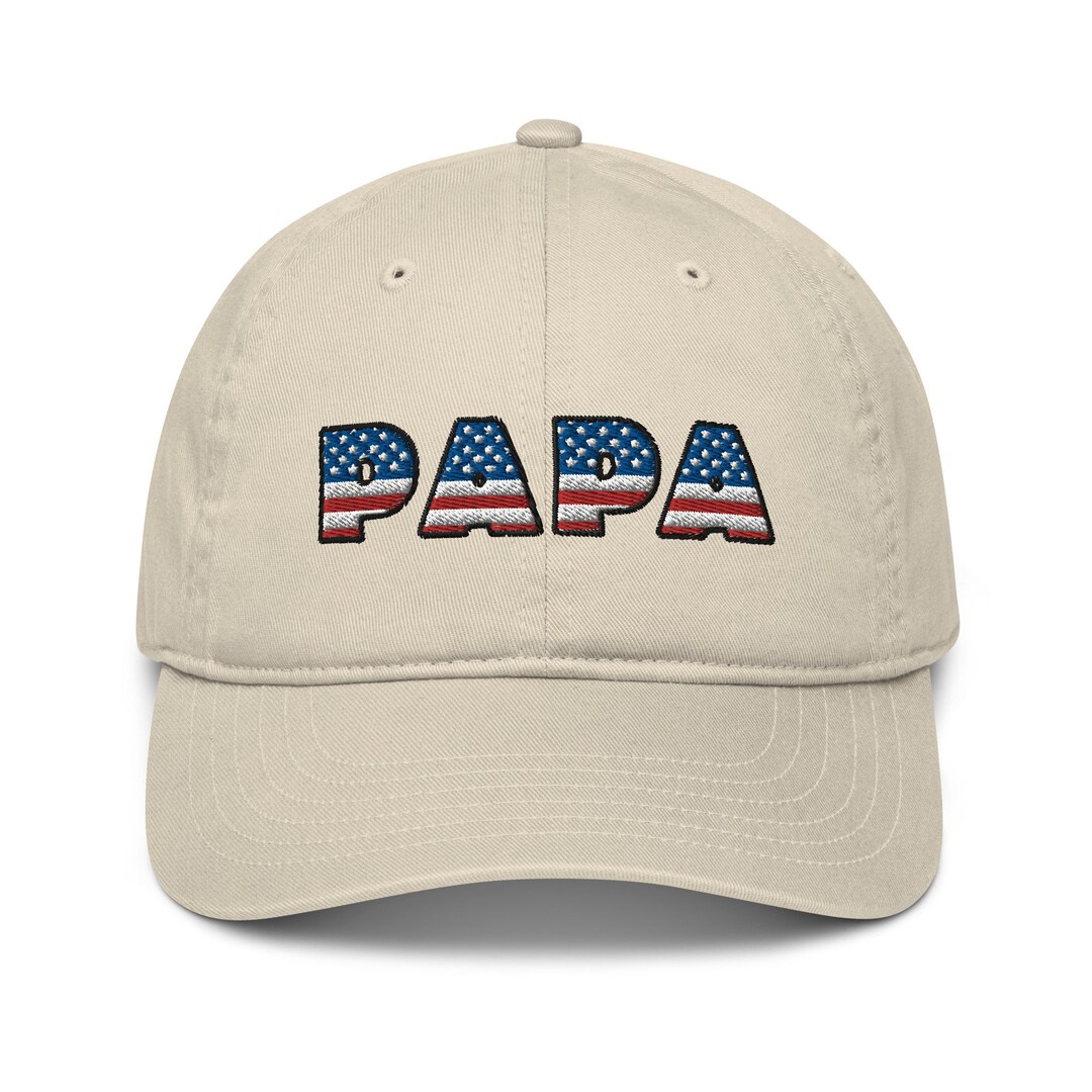 Papa Hat, Embroidered American Flag Organic Dad Hat, Grandpa Hat, Papa ...