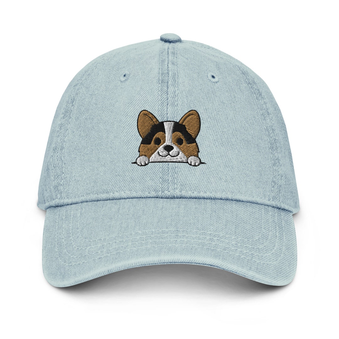 Tri Color Corgi Hat, Double Sided Embroidered Corgi Butt Unisex Denim ...