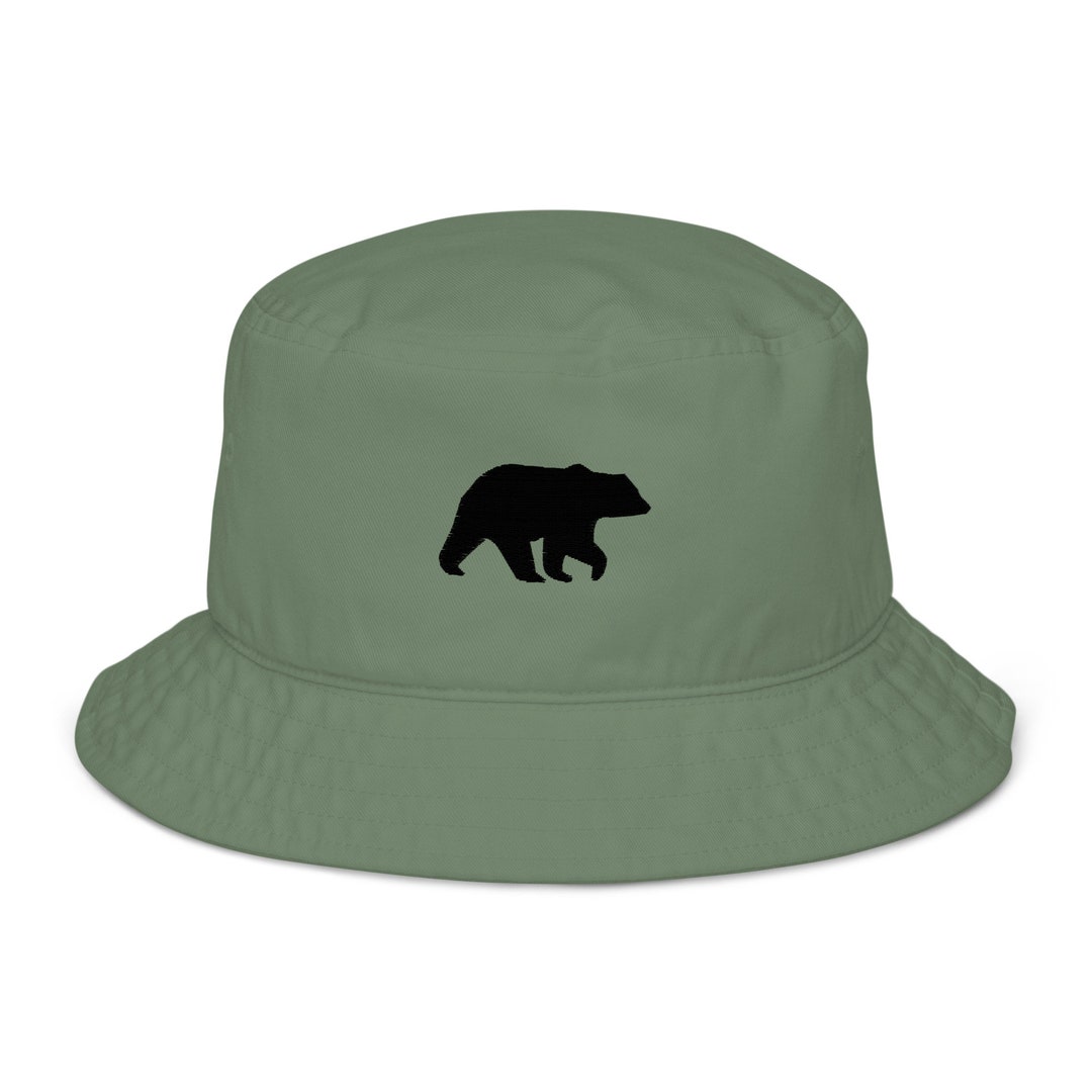 Grizzly Bear Bucket Hat, Grizzly Bear Hats, Embroidered Unisex Organic ...
