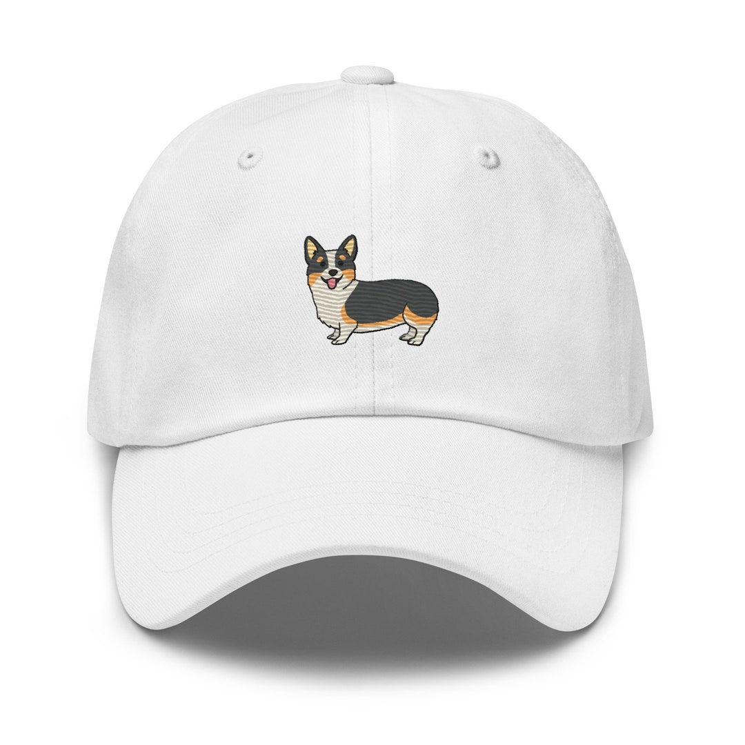 Corgi Hat, Full Color Embroidered Unisex Baseball Hat, Tri-color Corgi ...