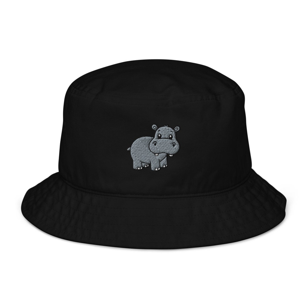 Hippo Hat, Hippopotamus Hat, Embroidered Organic Bucket Hat, Kawaii ...