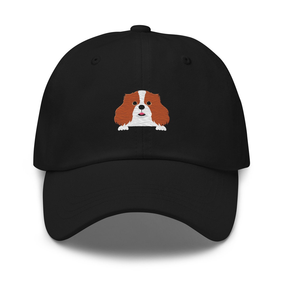 Cavalier King Charles Hat, Full Color Embroidered Dog Peeking Unisex ...
