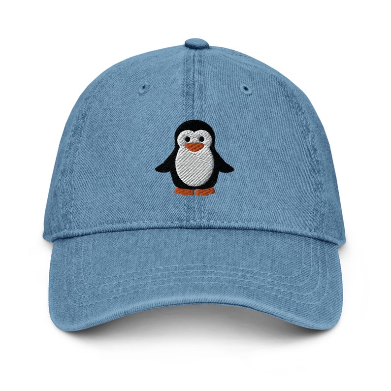 Penguin Denim Hat, Penguin Hat, Embroidered Unisex Denim Hat, Penguin ...