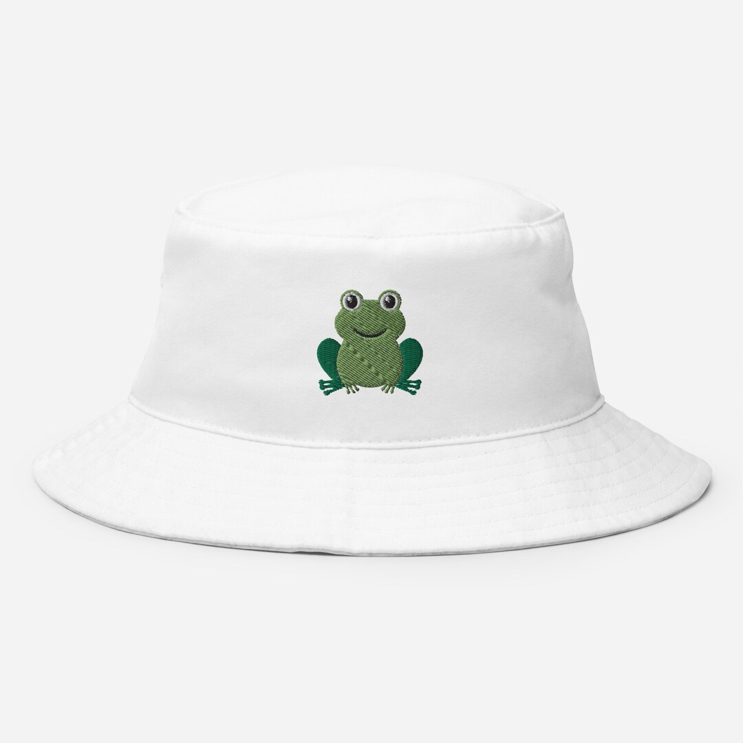 Frog Bucket Hat, Embroidered Bucket Hat, Frog Bucket Hat Adult, Frog ...