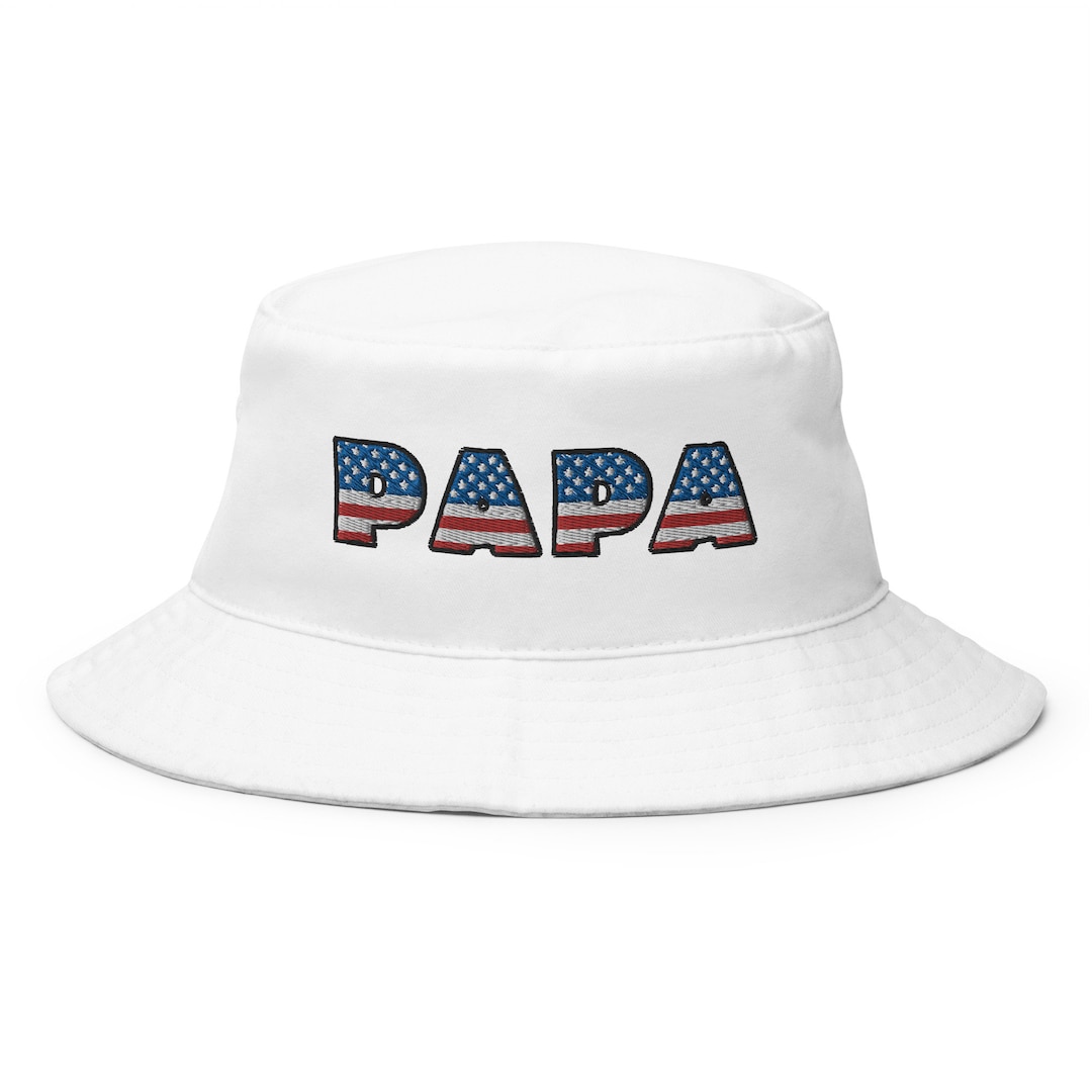Papa Hat, Embroidered American Flag Bucket Hat, Grandpa Hat, Papa ...