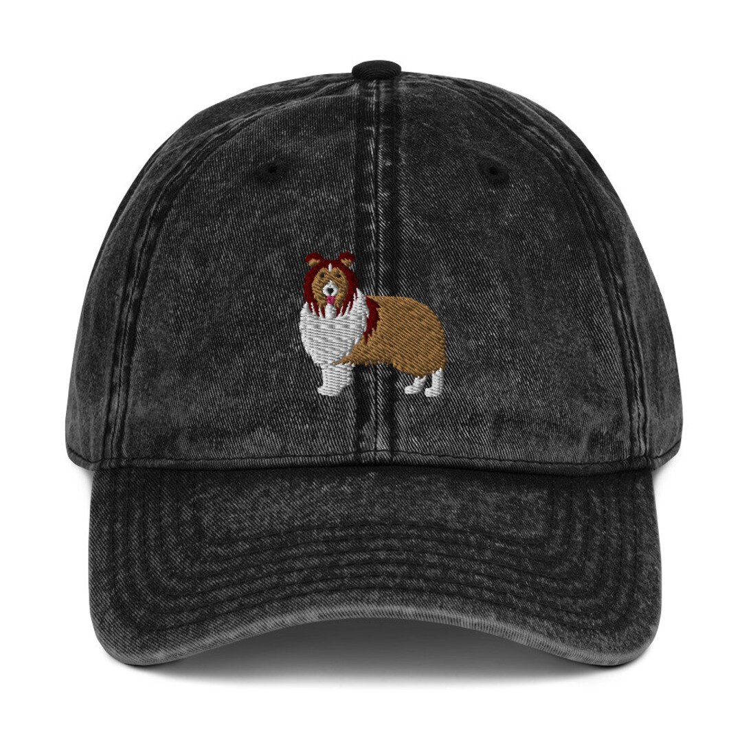 Sheltie Hat, Embroidered Unisex Vintage Hat, Sheltland Sheepdog Hat ...