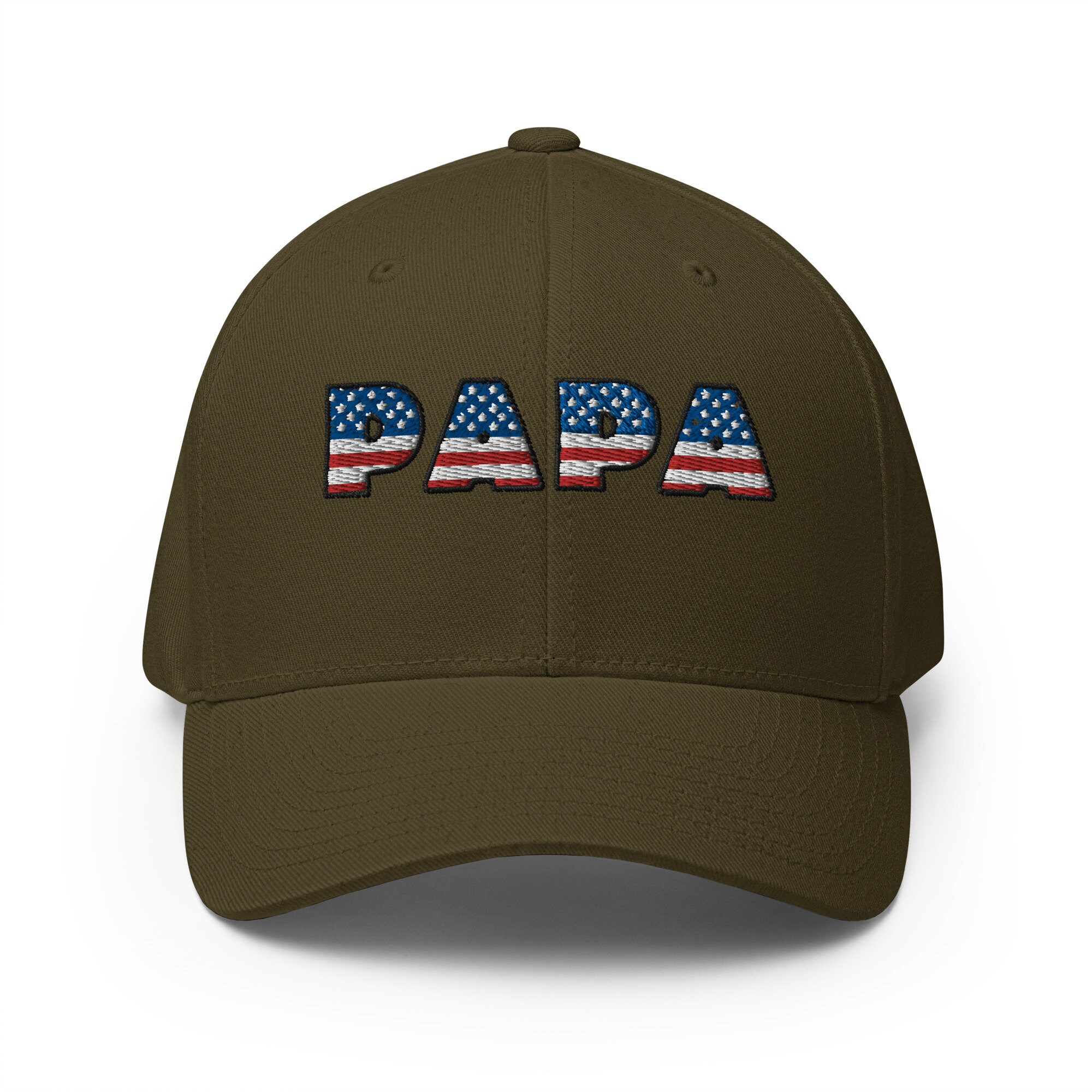 Papa Hat, Embroidered American Flag Structured Hat, Grandpa Hat, Papa ...