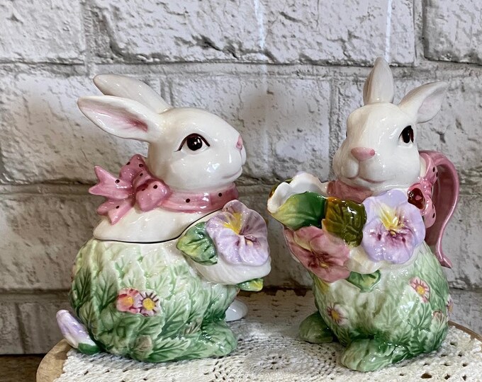 Spring Collection by Corner Ruby Bunny Rabbit Cream and Sugar Set - Etsy