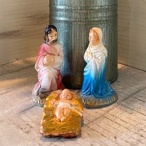 Vintage Chalkware/plaster Small, Chippy Holy Family Nativity Scene Set ...